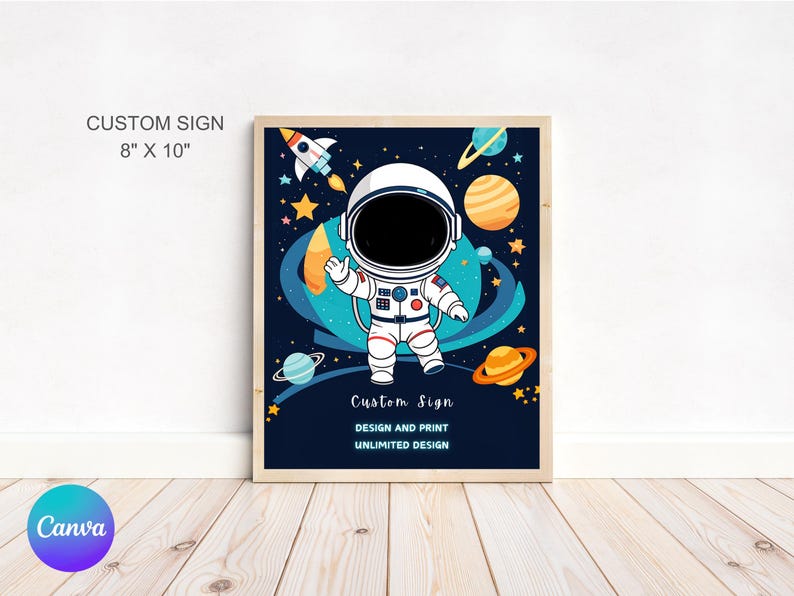 Editable Outer Space Astronaut Birthday Welcome Sign Template Outer ...