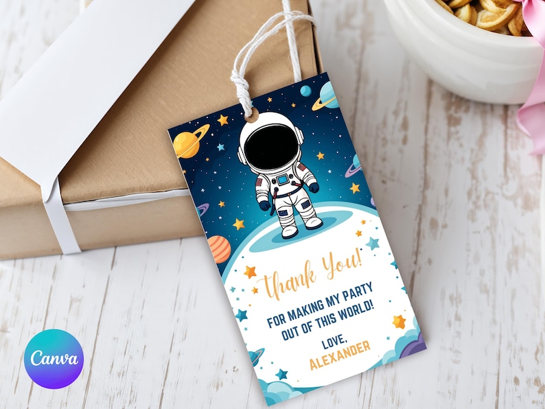 Editable Outer Space Thank You Tags Outer Space Party Favor Tag ...