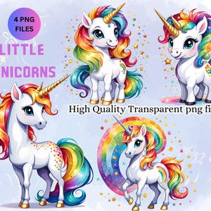Unicorn Clipart Bundle Unicorn PNG Watercolor Cute Rainbow Unicorn ...