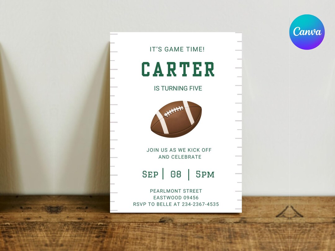 Football Birthday Invitation Football Invitation Football Kick off ...