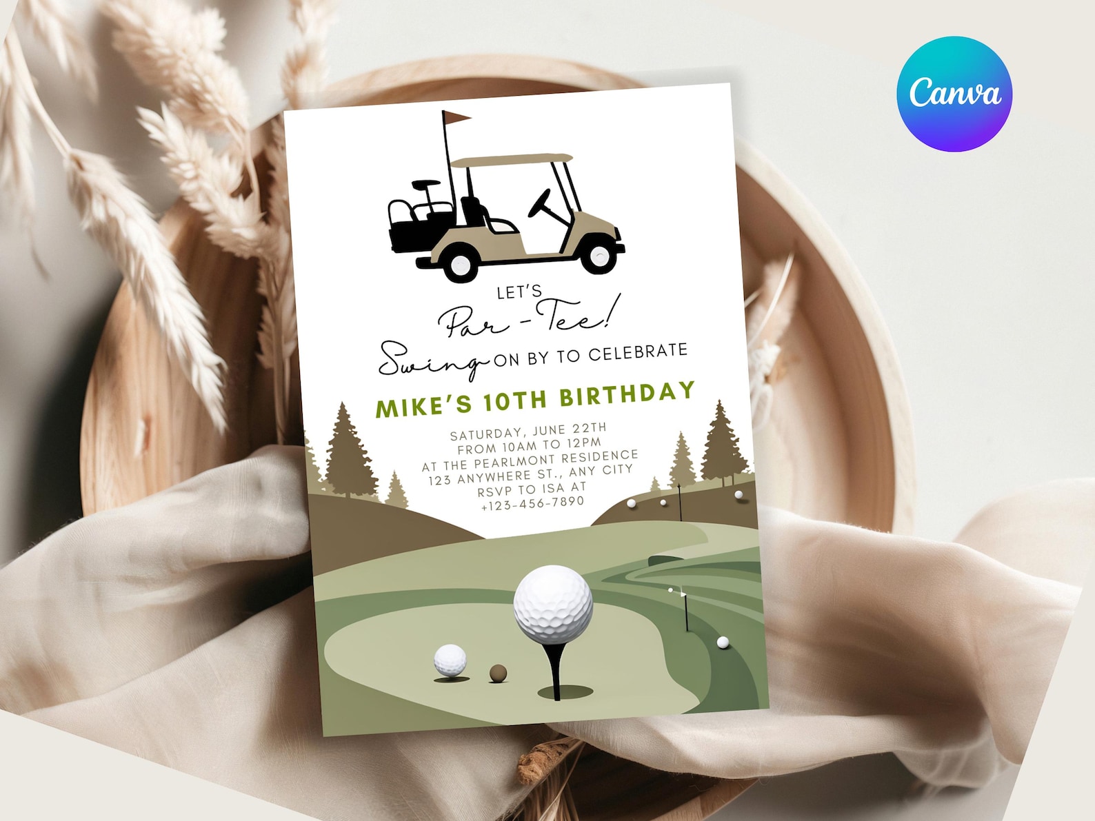 Editable Golf Birthday Invitation Let's Par Tee Golf Birthday Invite ...
