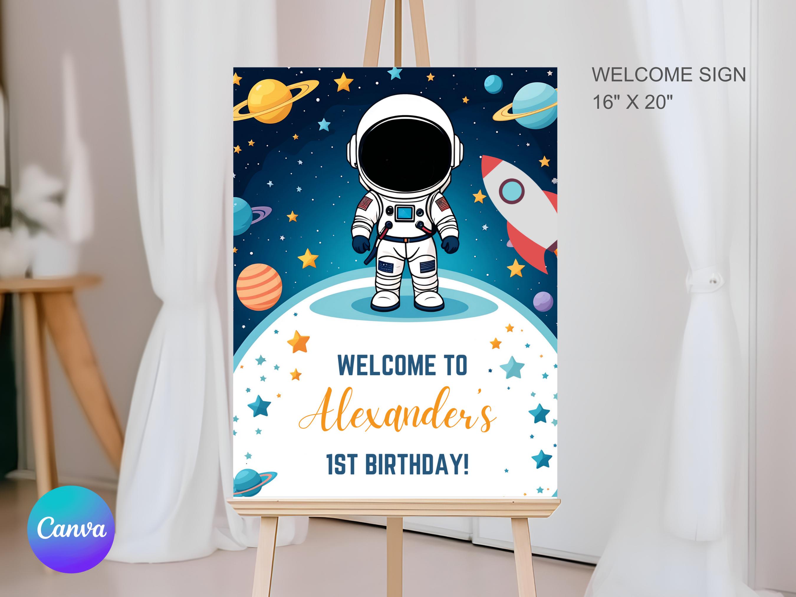 Outer Space Astronaut Birthday Welcome Sign Template Outer Space ...