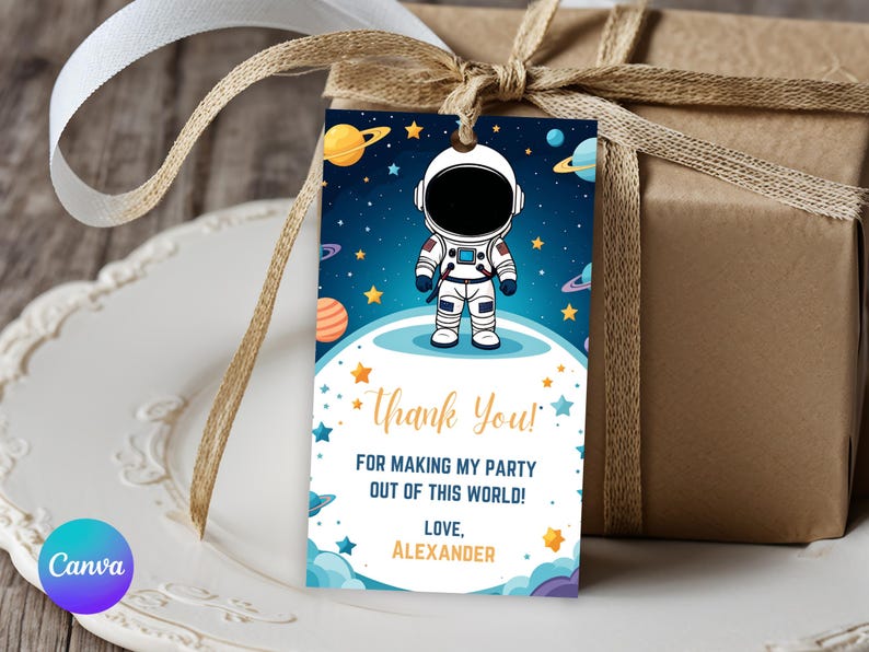 Editable Outer Space Thank You Tags Outer Space Party Favor Tag ...