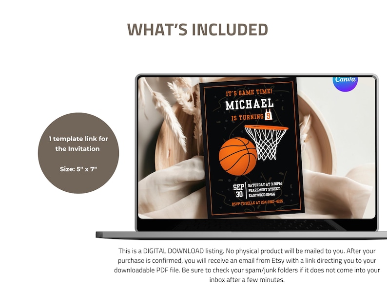 Editable Basketball Birthday Invitation Basketball Invites Sports ...