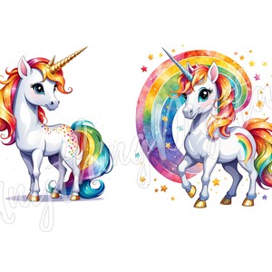 Unicorn Clipart Bundle Unicorn PNG Watercolor Cute Rainbow Unicorn ...