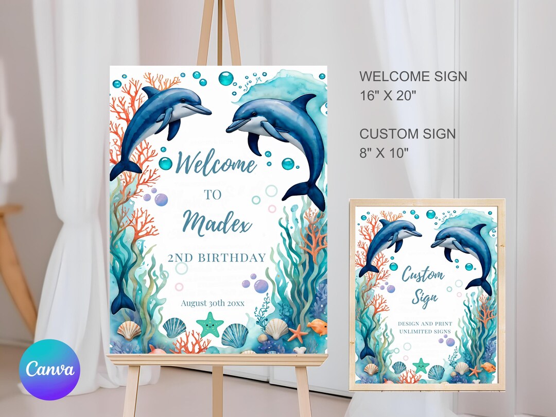 Editable Under the Sea Birthday Welcome Sign Template Under the Sea ...