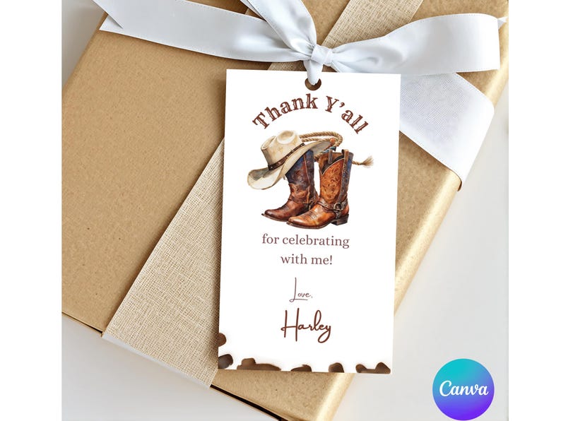 Cowboy Thank You Tag Cowboy Favor Tag Cowboy Sticker Disco Rodeo Boy ...