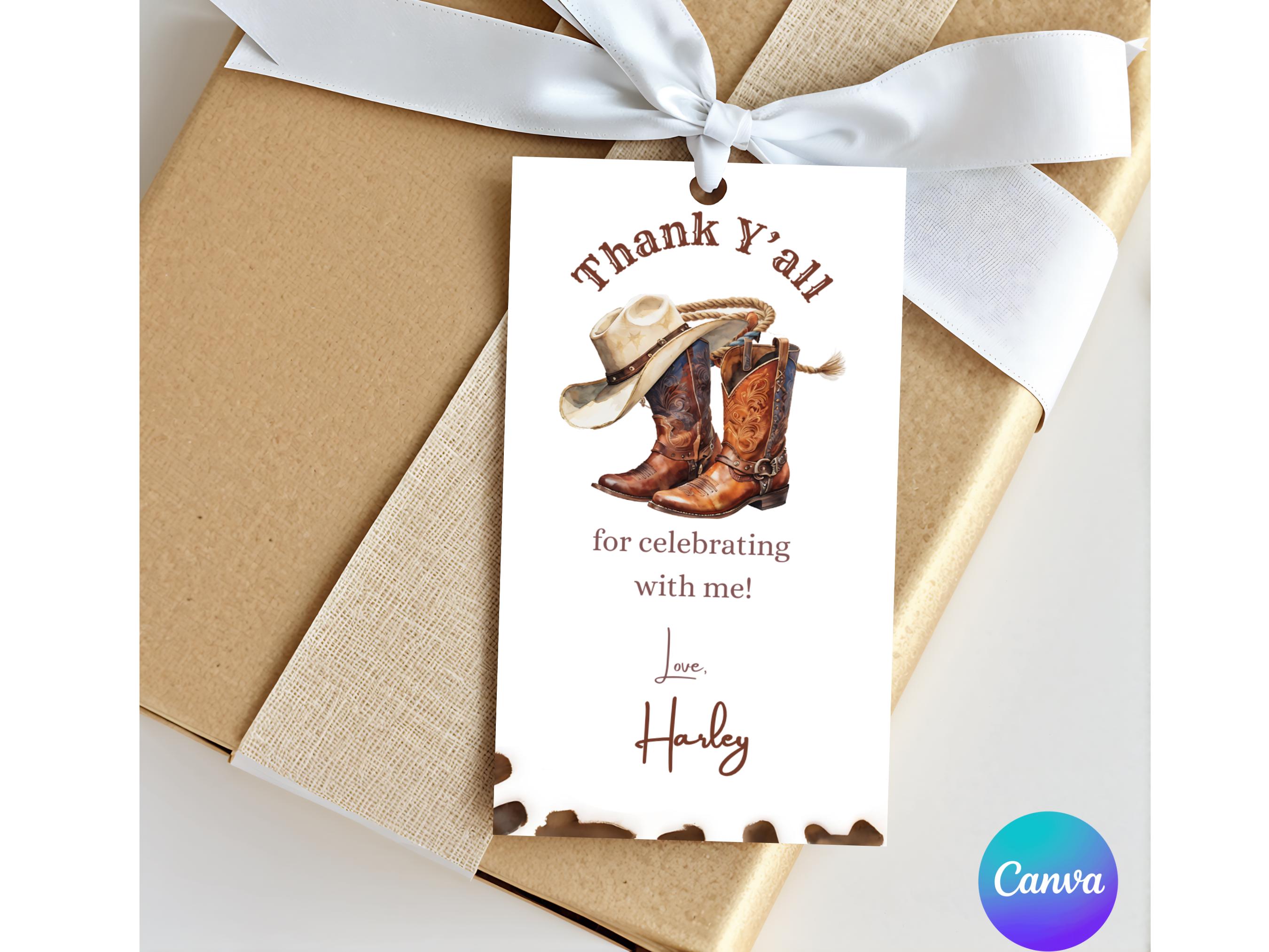Cowboy Thank You Tag Cowboy Favor Tag Cowboy Sticker Disco Rodeo Boy ...