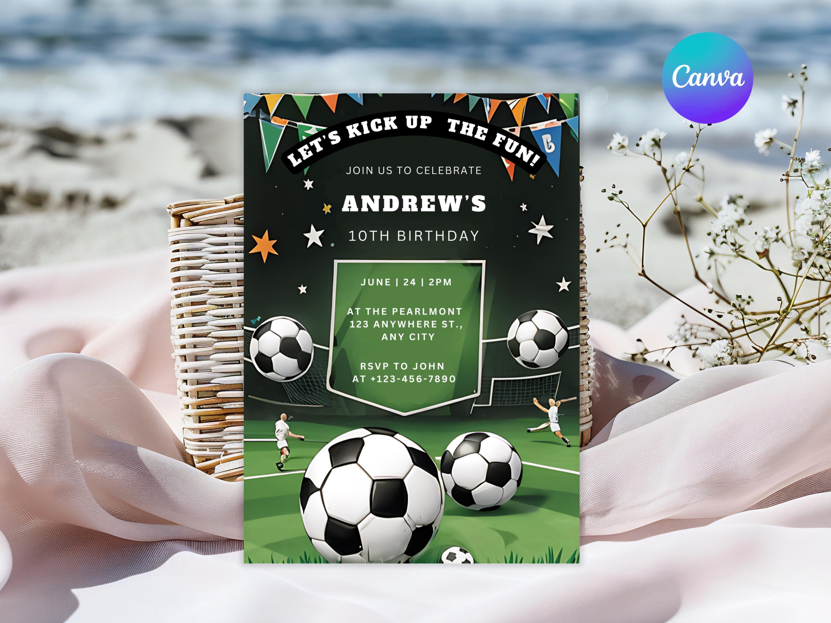 Editable Soccer Birthday Invitation Soccer Invitation Soccer Party ...