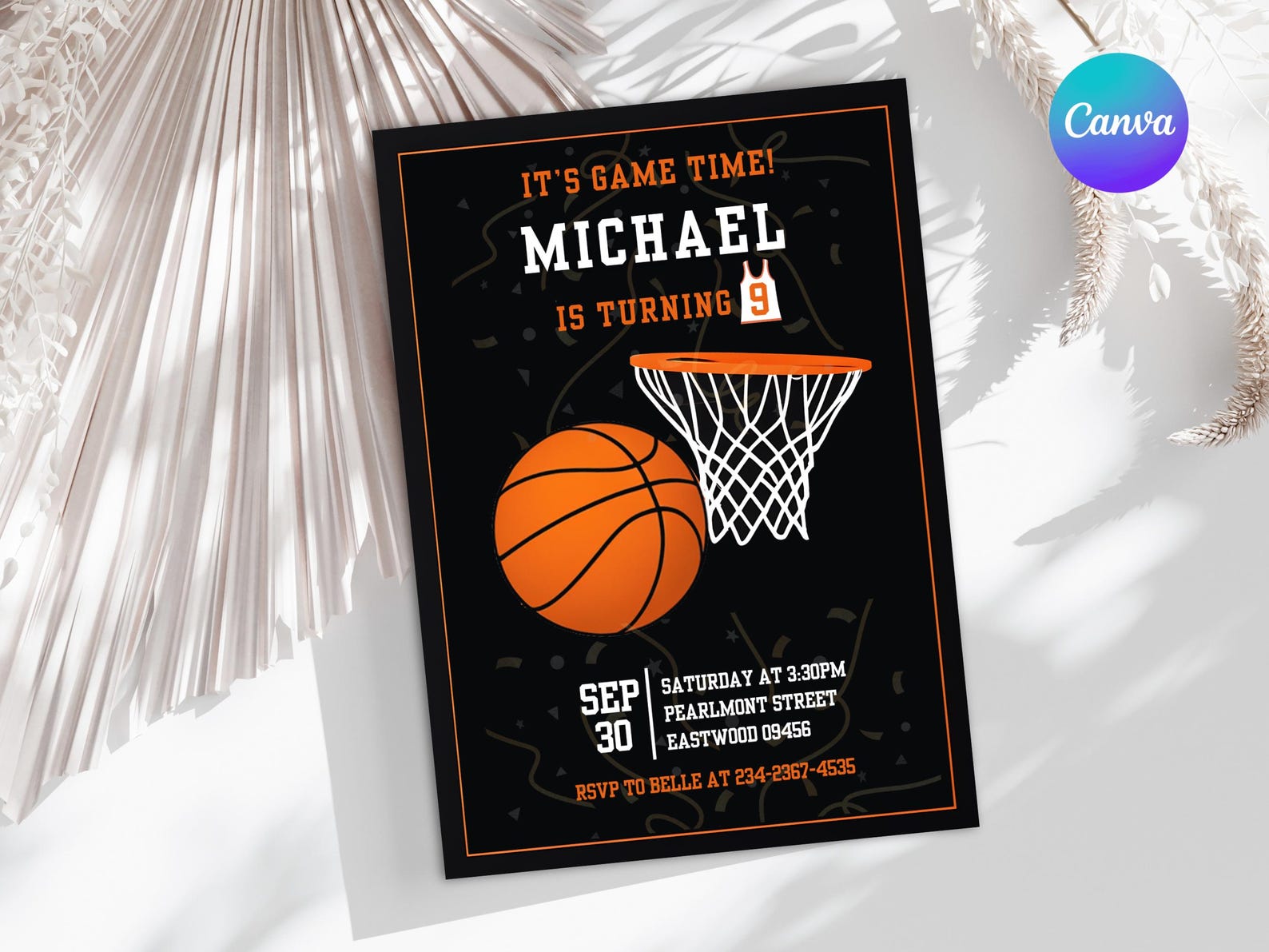 Editable Basketball Birthday Invitation Basketball Invites Sports ...