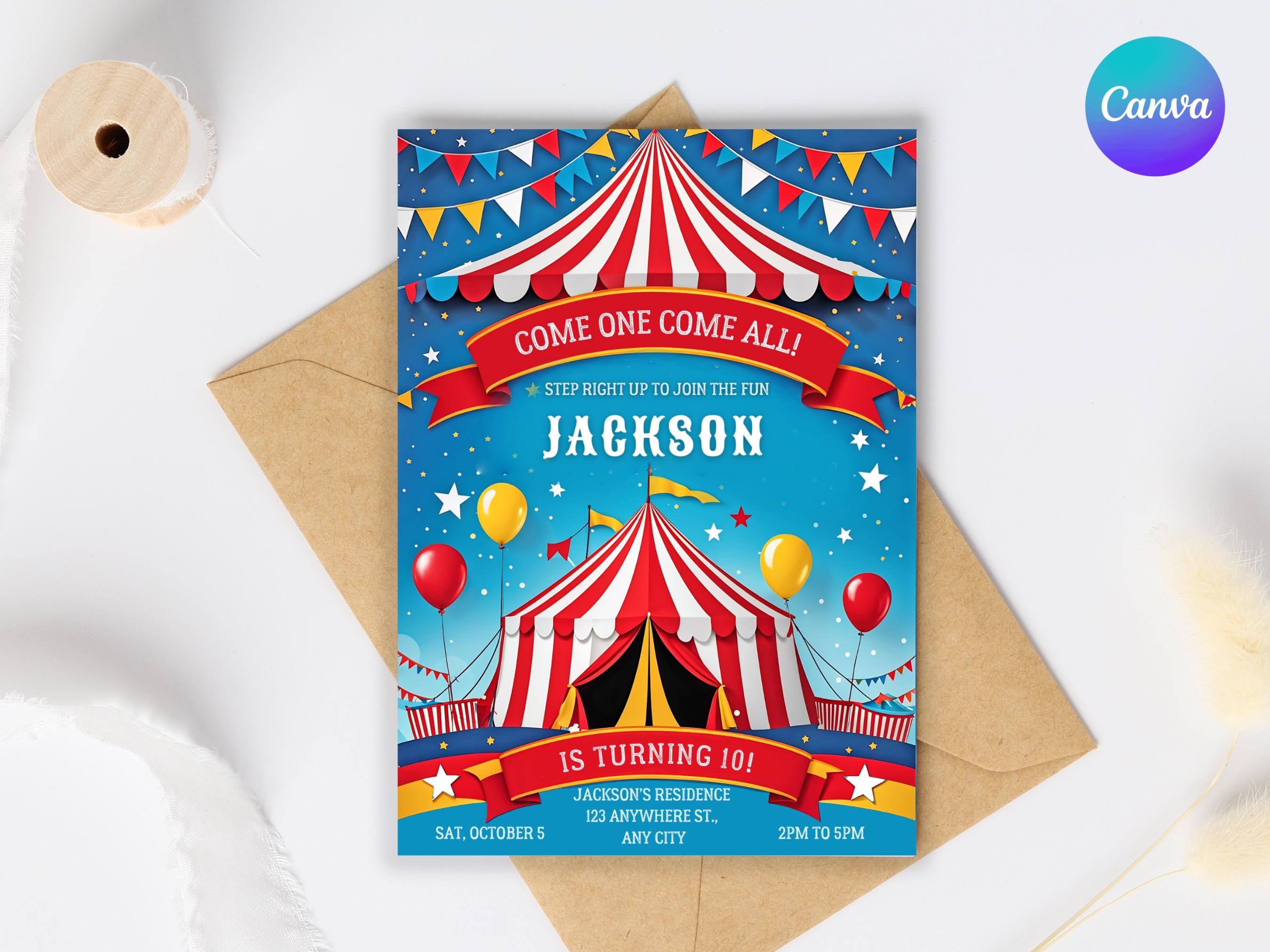 Carnival Birthday Invitation Circus Birthday Invitation Come One Come ...