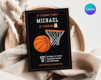Editable Basketball Invitation Template, Basketball Birthday Invitation ...