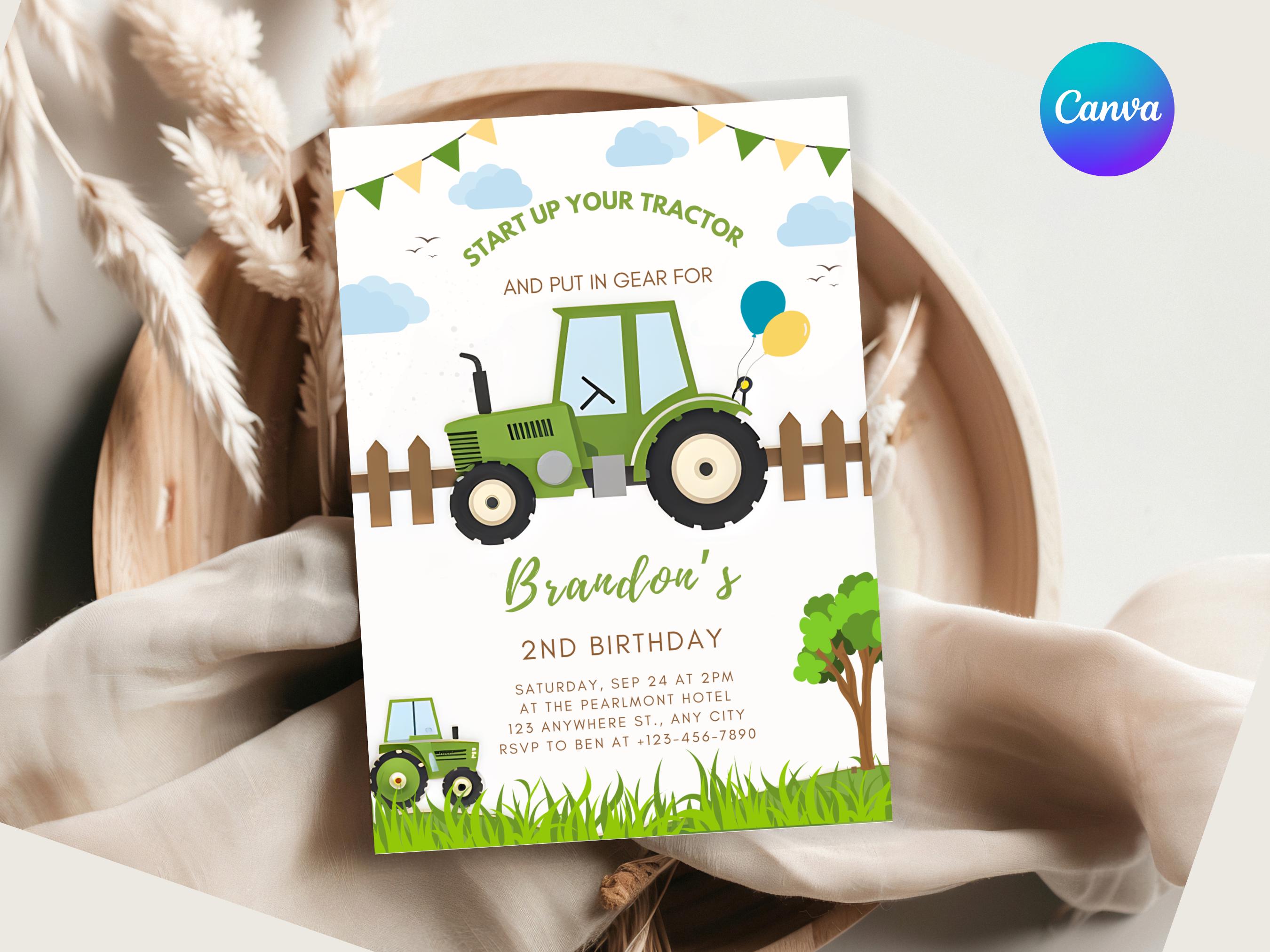 Tractor Birthday Invitation | Farm & Barnyard Party Invite | Editable ...