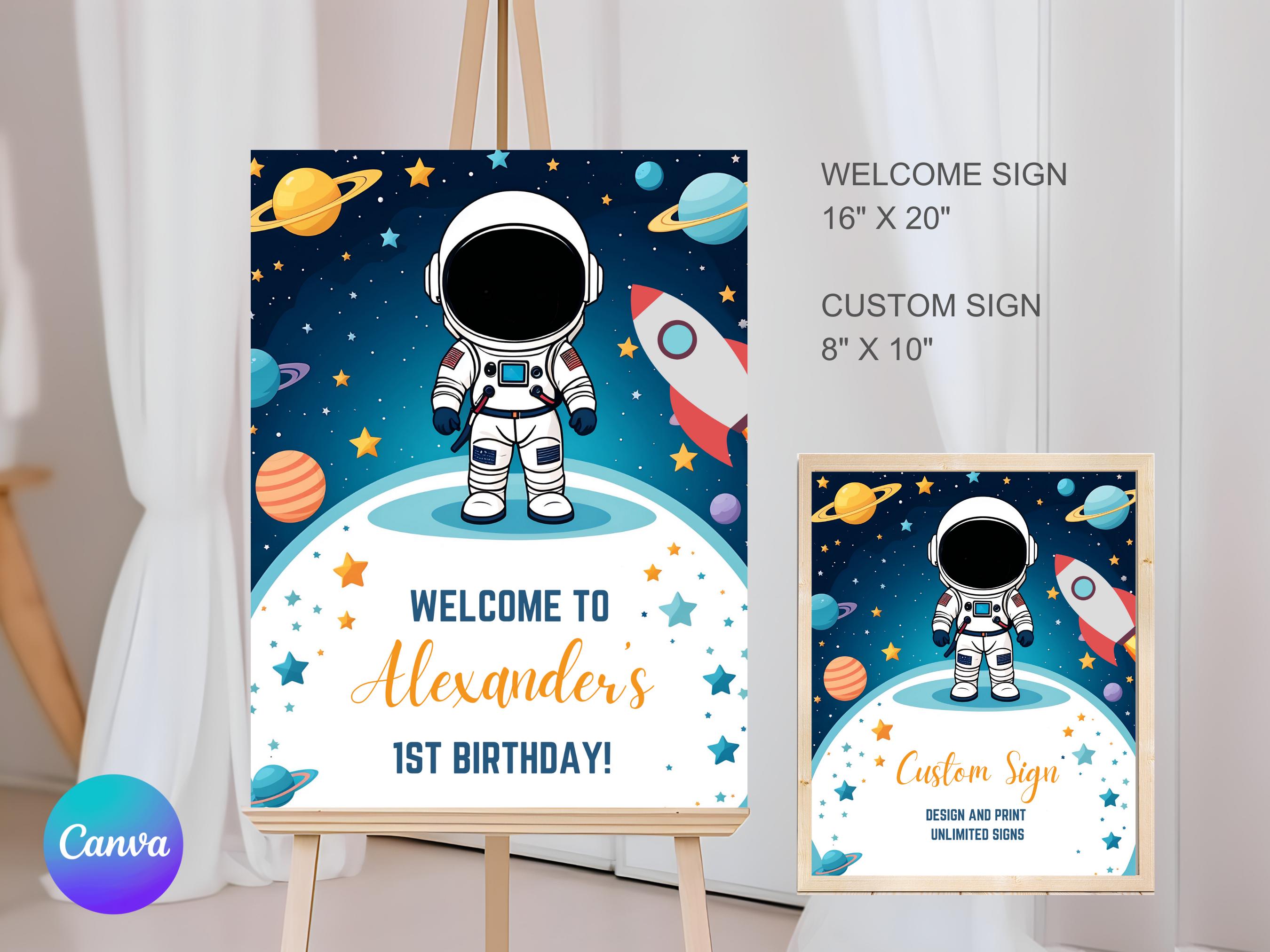 Outer Space Astronaut Birthday Welcome Sign Template Outer Space ...