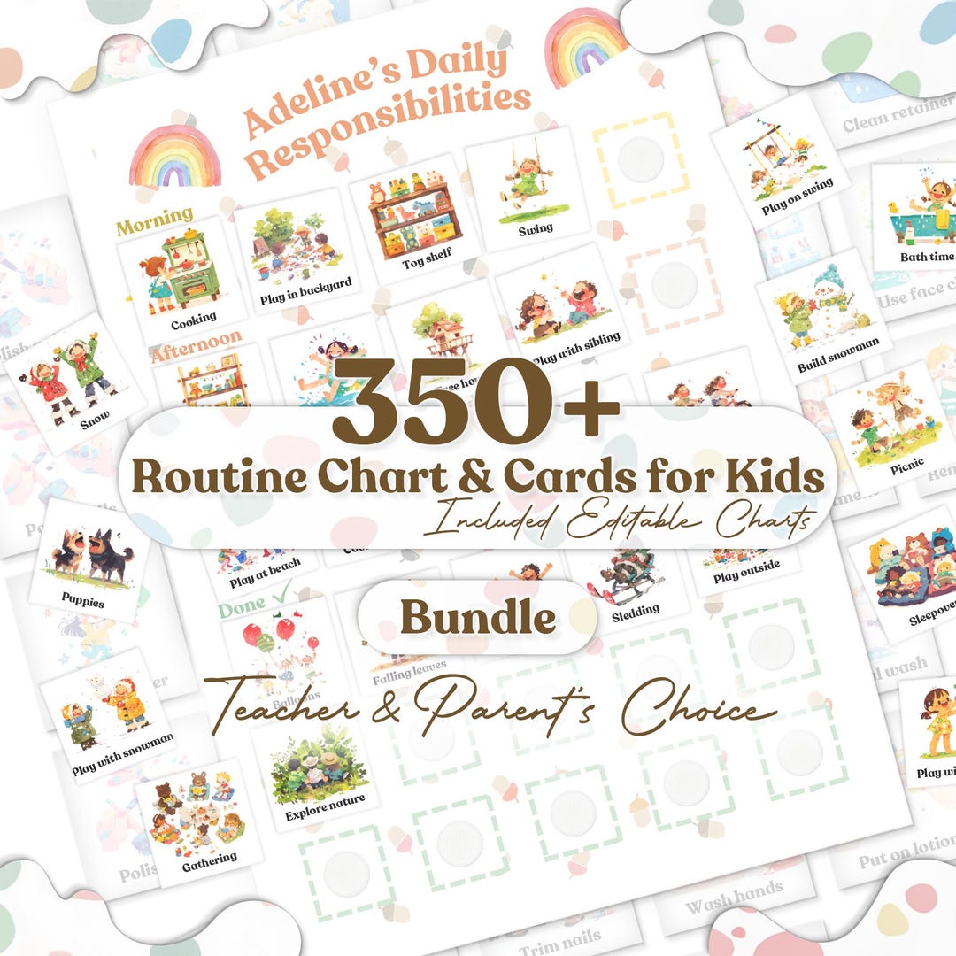 Morning Routine Cards Healthy Self Care Routine Chart for Kids Chore ...