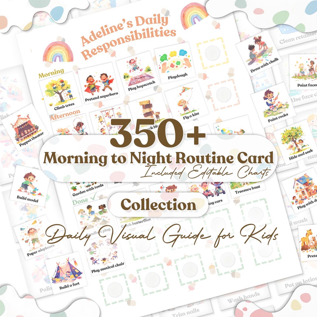 Children Enfant Editable Self Care Morning Routine Cards Healthy ...