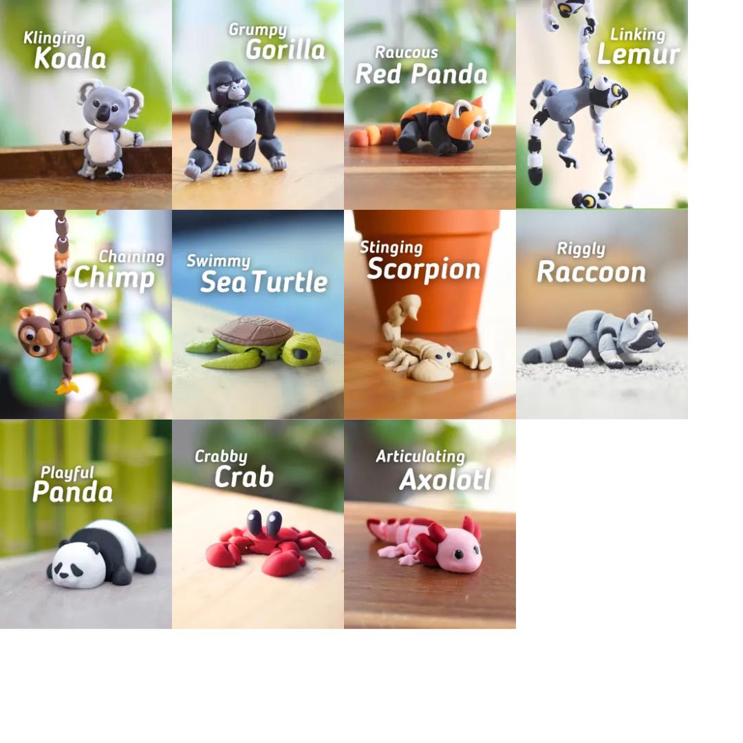 3d Printed Articulated Animals Collection Chose Your Own 25+ Unique ...