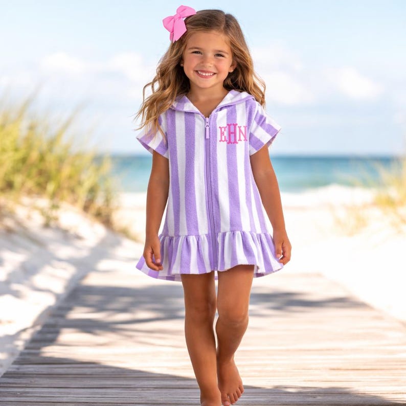 Personalized Girls Terry Cloth Swim Cover up – Hooded Beach Robe UPF 50 ...