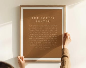 The Lord's Prayer Poster - Christian Wall Art, Jesus Print (brown/beige ...