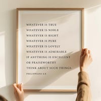 Whatever is True, Philippians 4:8 Poster, Botanical Christian Wall Art ...