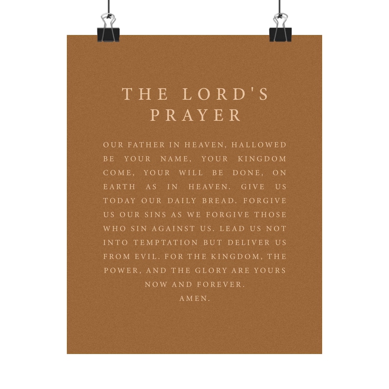 The Lord's Prayer Poster - Christian Wall Art, Jesus Print (brown/beige ...