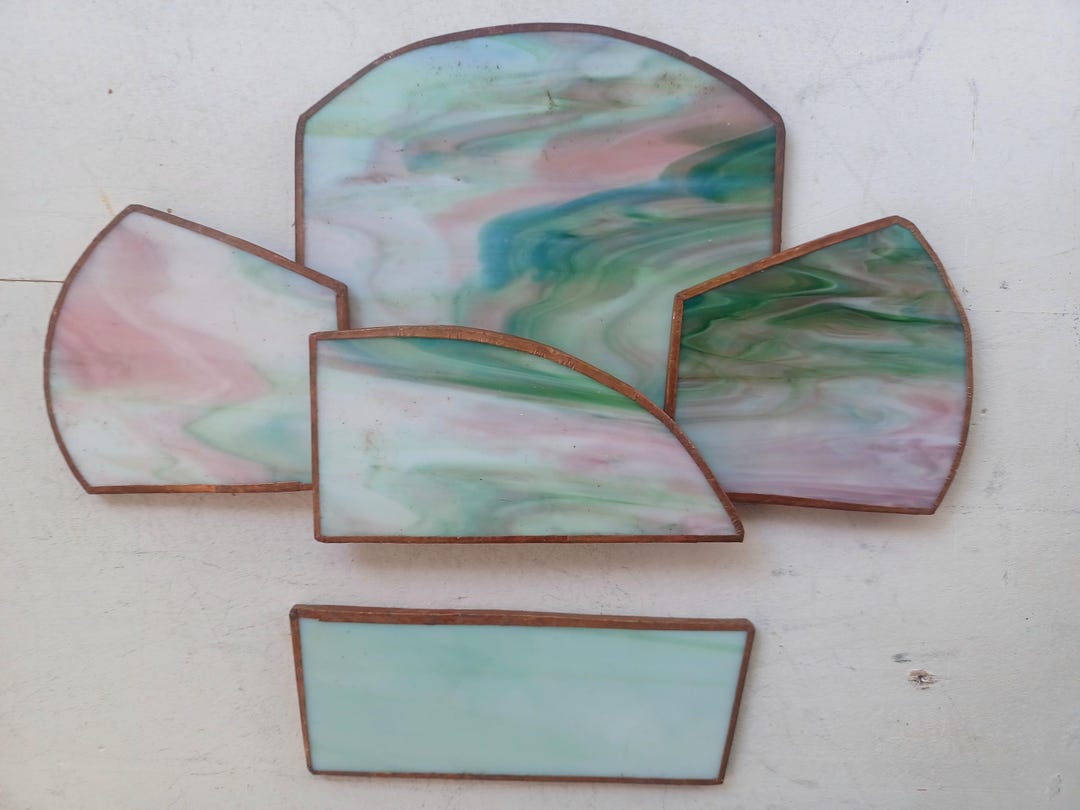 DIY Stained Glass Business Card Holder Mint Pink pre Cut Glass Ready to ...