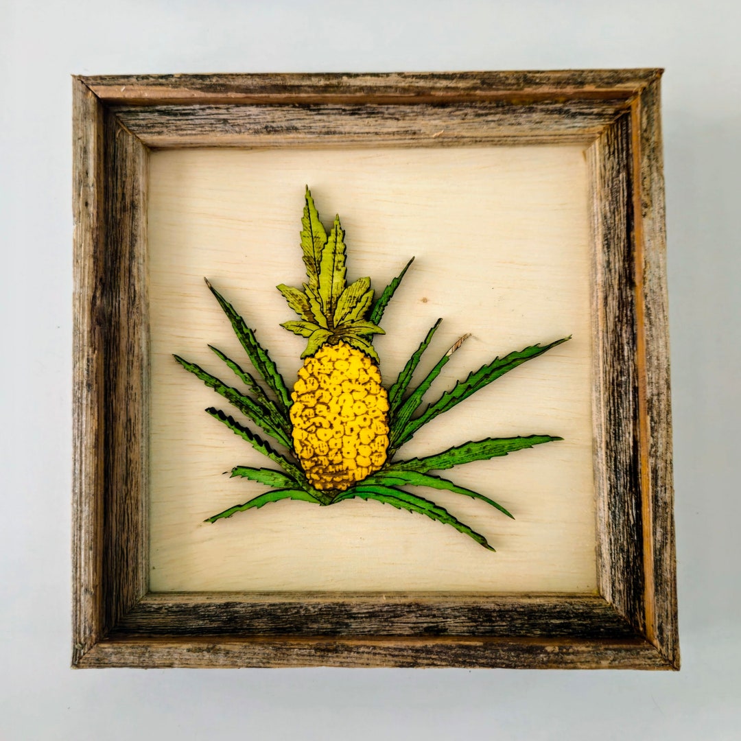 Pineapple Wooden Wall Art | Antique Image (c.1890) Laser Engraved in ...