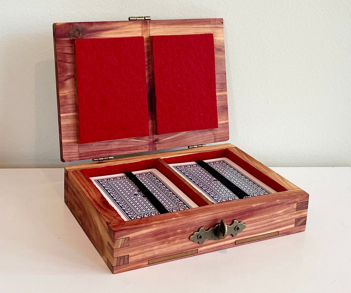 Cedar Double Deck Card Box - Etsy