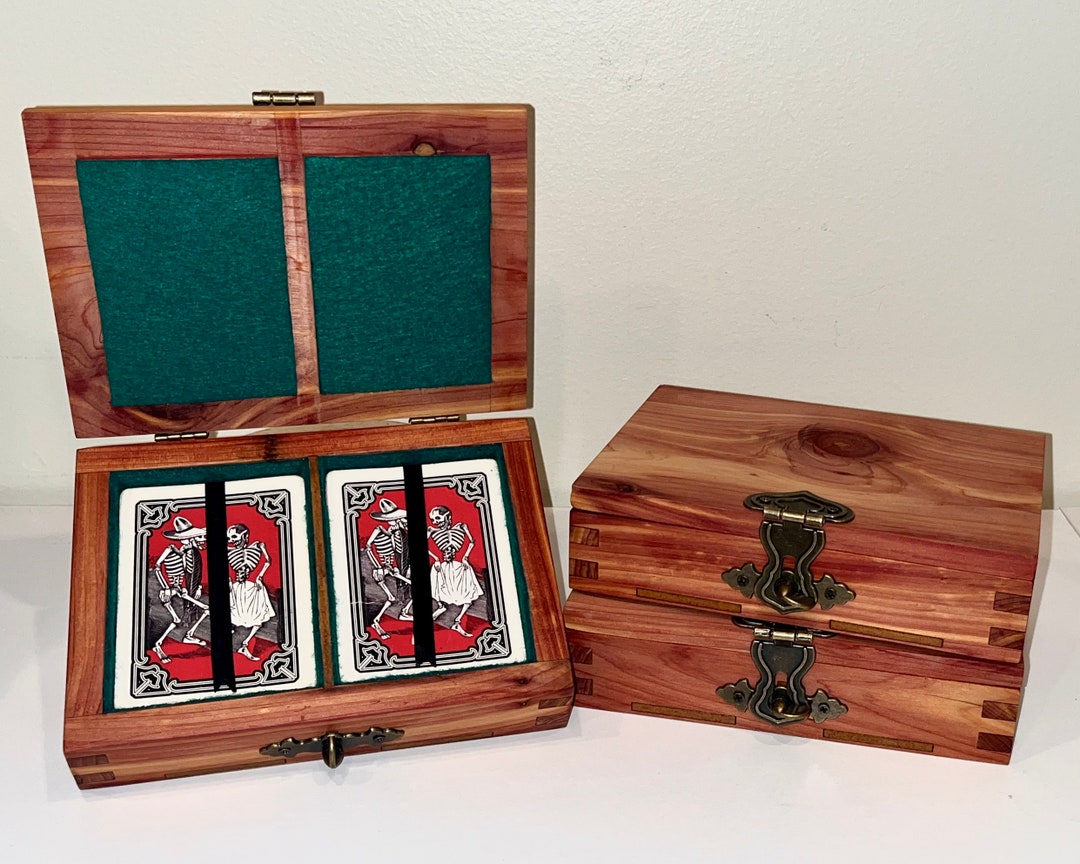 Cedar Double Deck Card Box - Etsy