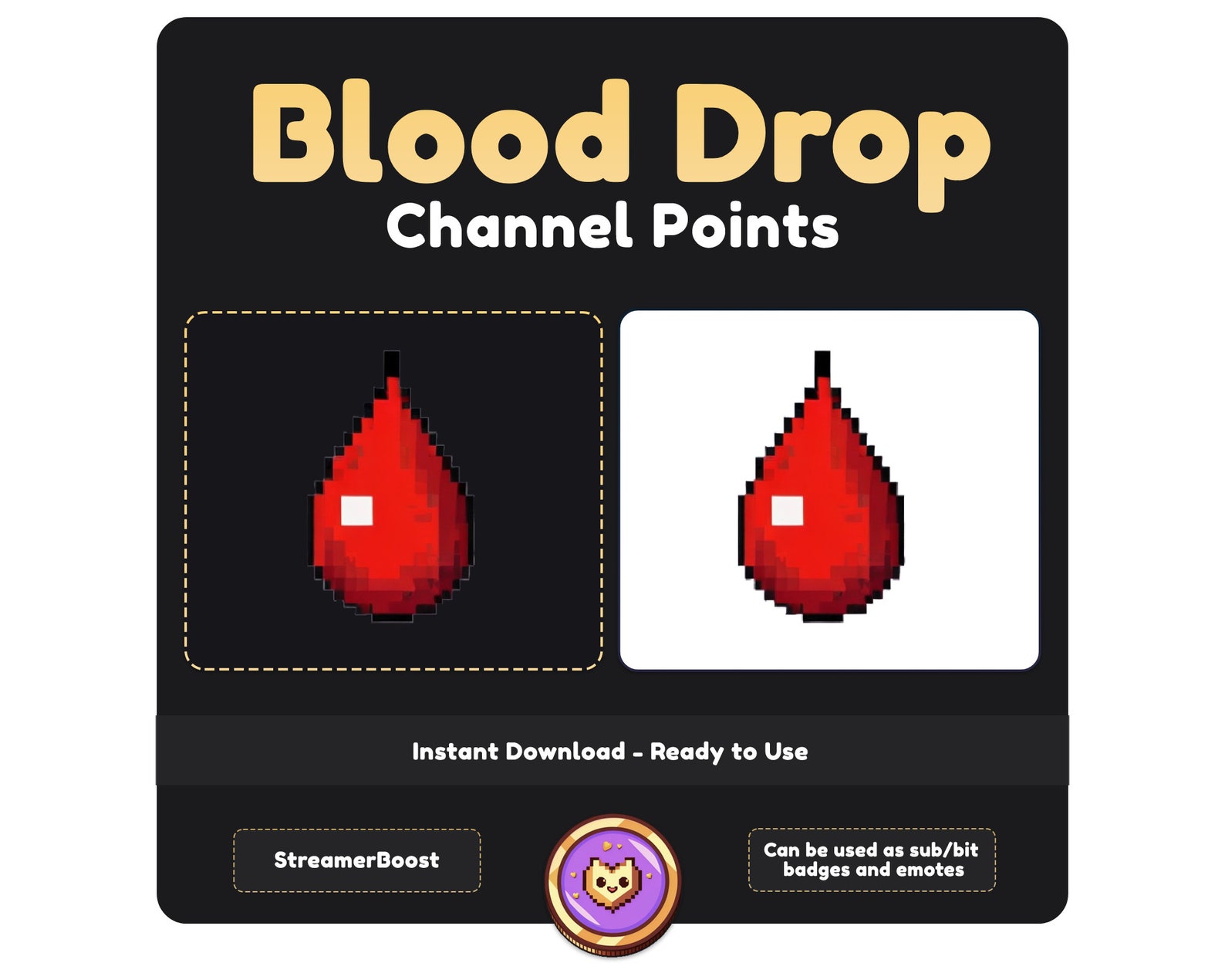 Blood Drop Channel Points Pixel Art Emote Spooky Emote Horror Emote ...