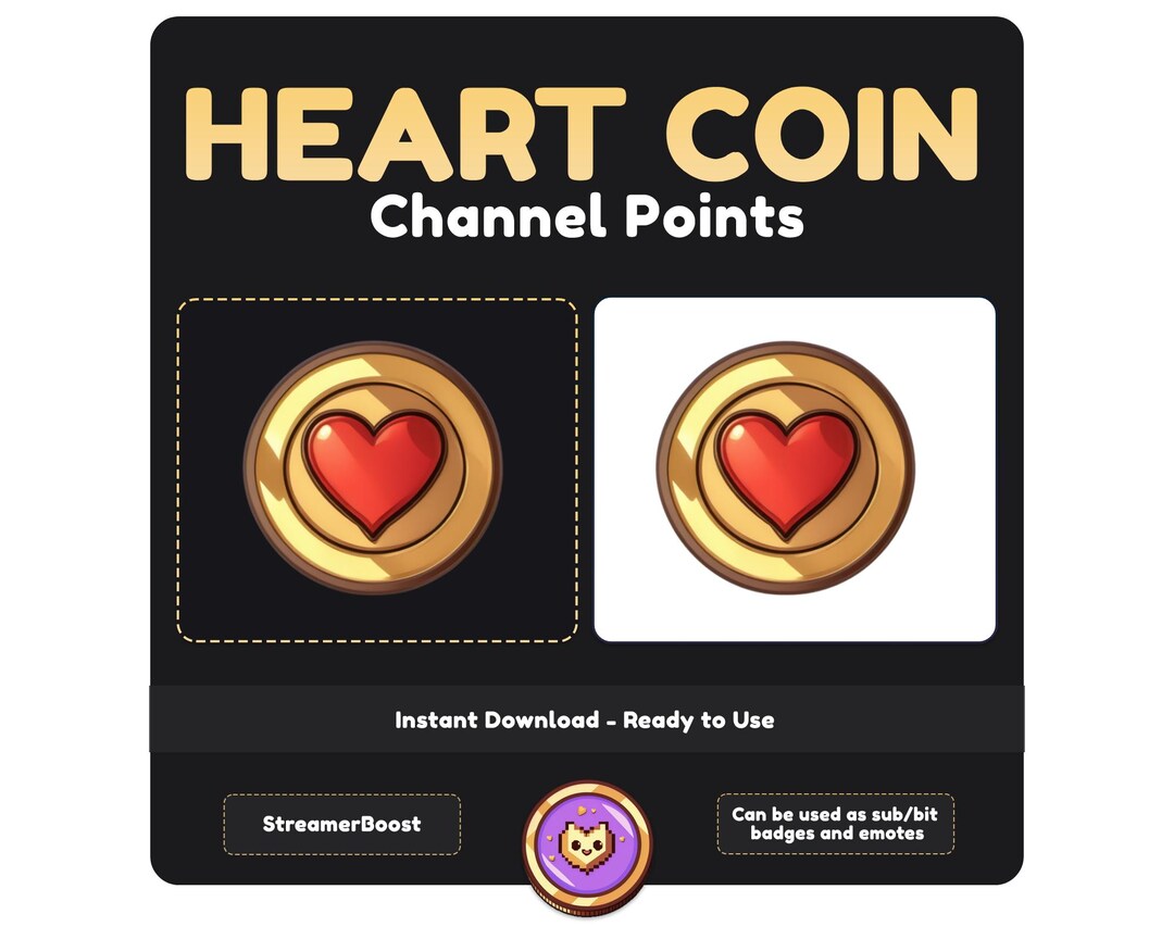 Cute Heart Emote for Twitch & Vtuber | Channel Point Icon, Stream Coins ...