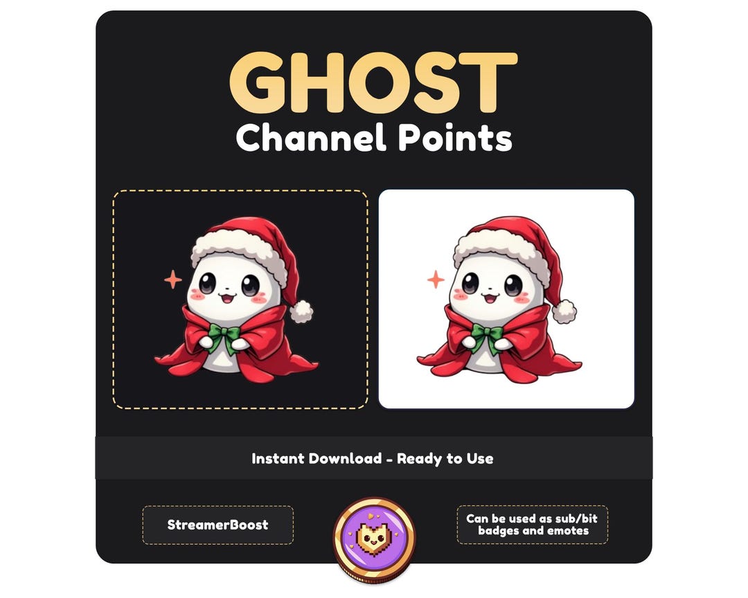 Christmas Ghost Emote | Cute Ghost | Ghost With Santa Hat | Chrismas ...