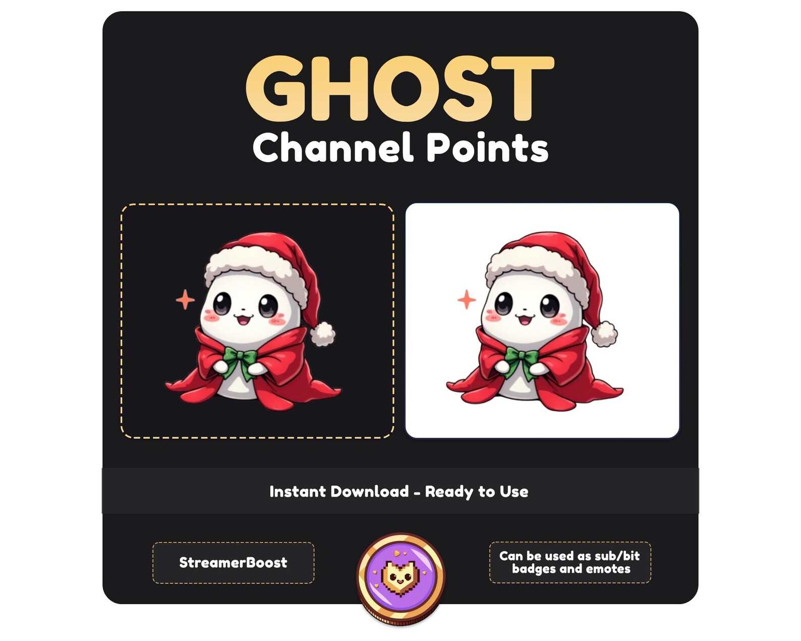 Christmas Ghost Emote | Cute Ghost | Ghost With Santa Hat | Chrismas ...
