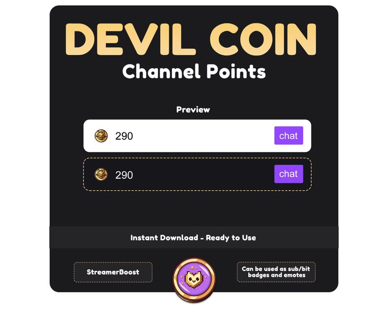 Demon Coin Channel Points Icon, Devil Emote for Twitch Streamers - Etsy