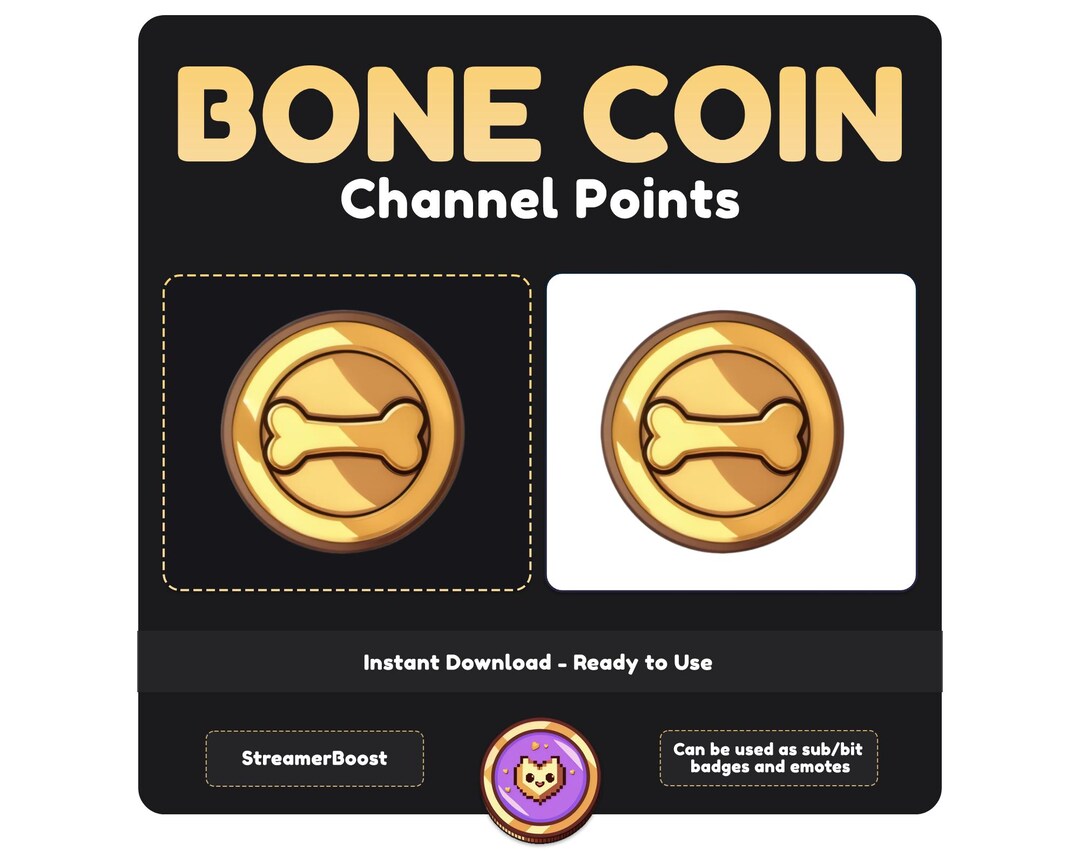 Bone Coin Emote for Twitch, Channel Points Icon, Instant Download, Cute ...