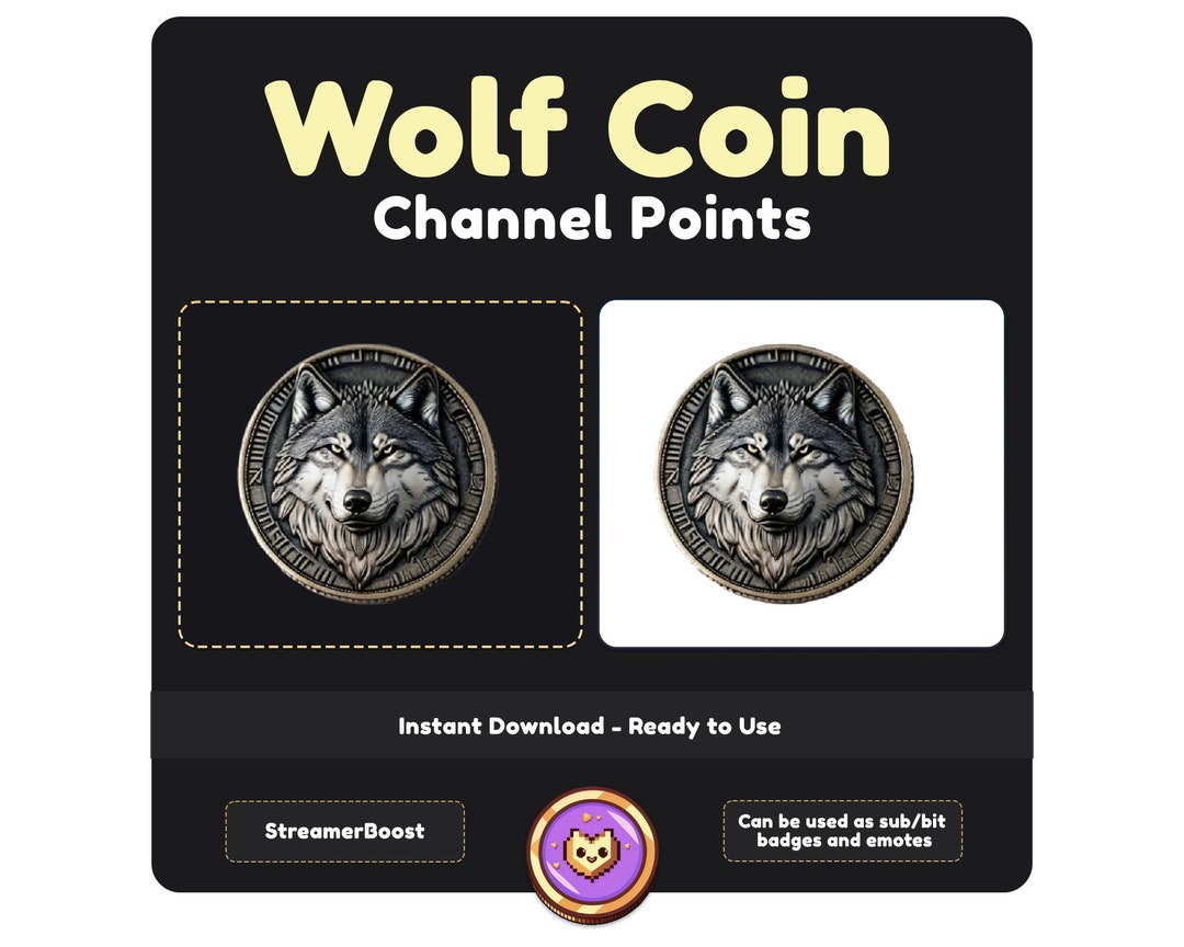 Wolf Coin Emote | Coin Emote | Animal Emote | Twitch Channel Point ...