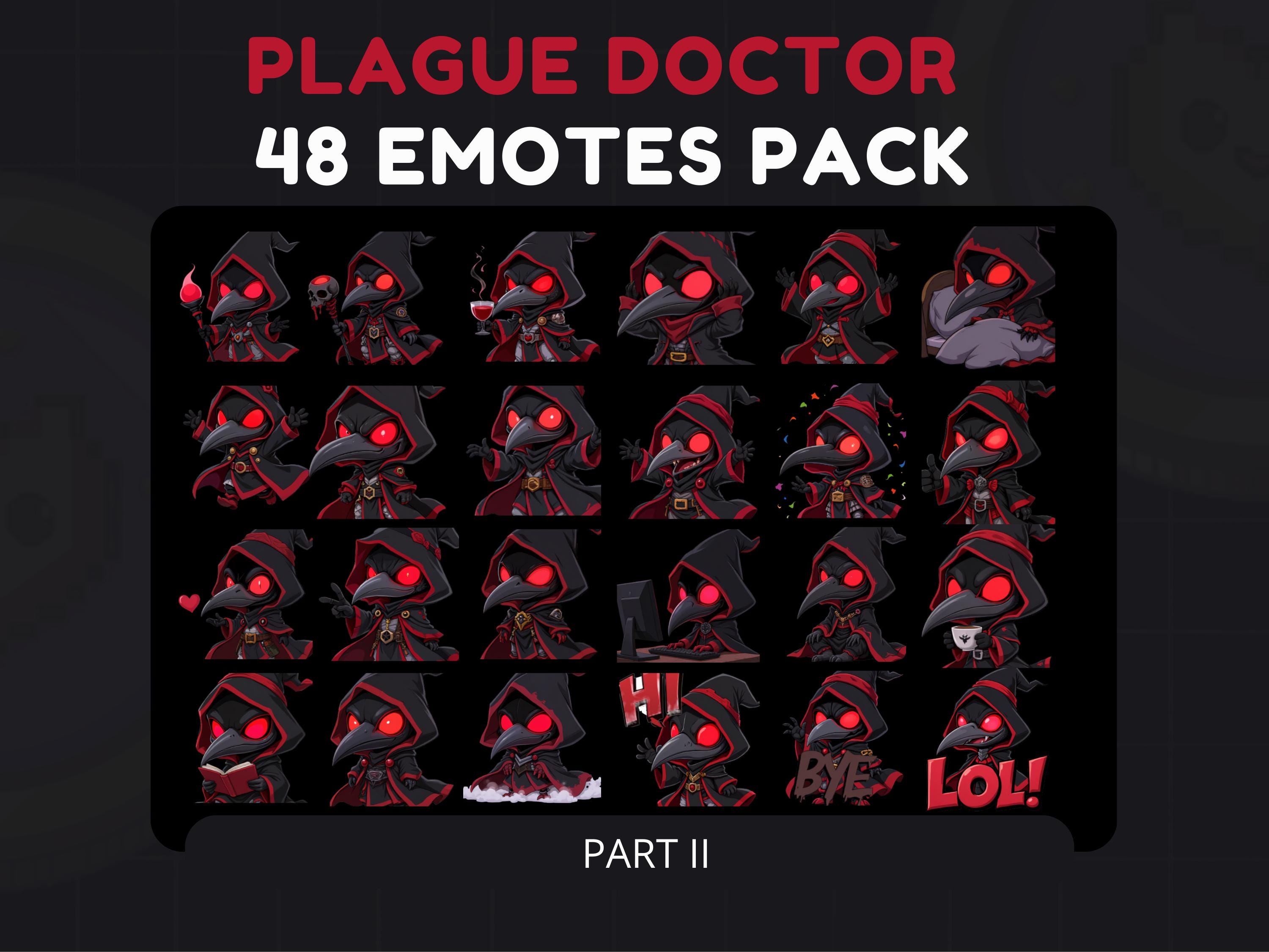 48 Plague Doctor Emotes: Red Eyes, Spooky Twitch Stream Package - Etsy