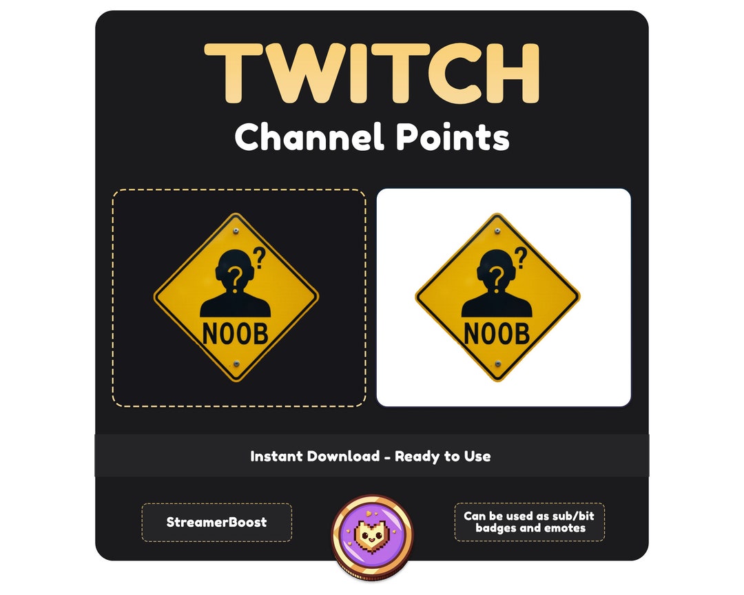 NOOB Twitch Channel Points Redeem Sign Emote Twitch Emote Discord Emote ...