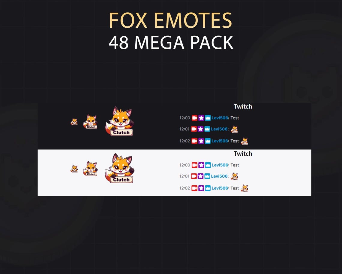Kawaii Red Fox Emotes: 48x Twitch & Discord Streamer Pack (digital ...