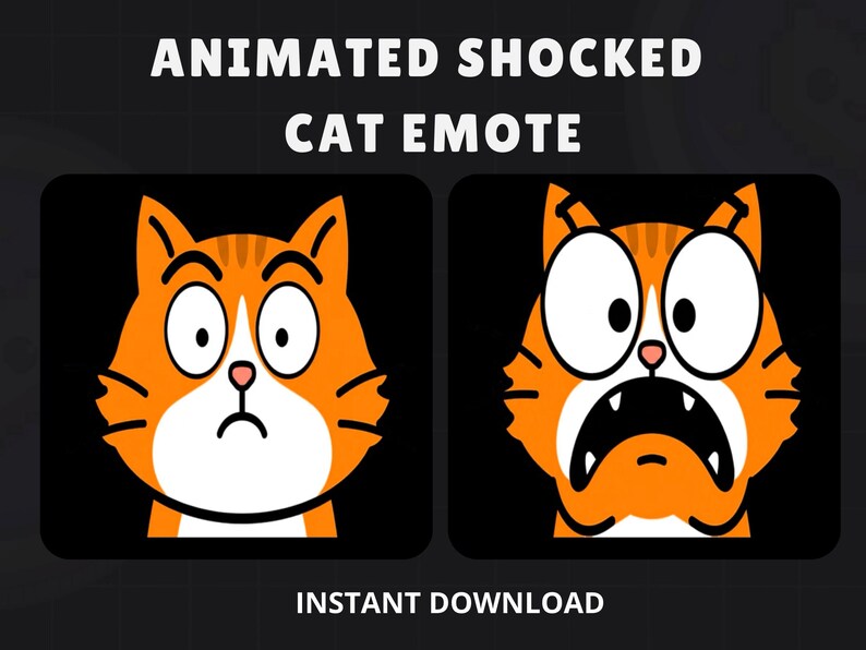 Animated Shocked Cat Emote, Stream Assets - Etsy