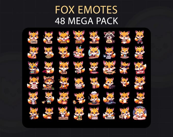 Kawaii Fox Emotes (8) – Cute Emotes for Streamer – Chibi Fox Emoji ...
