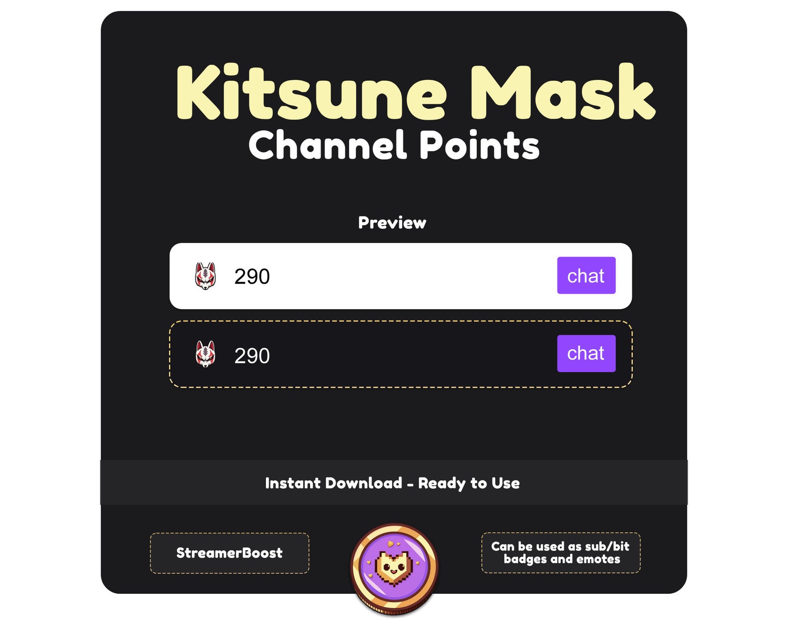 Kitsune Mask Twitch Channel Points Icon Mystical Fox Mask Emote ...