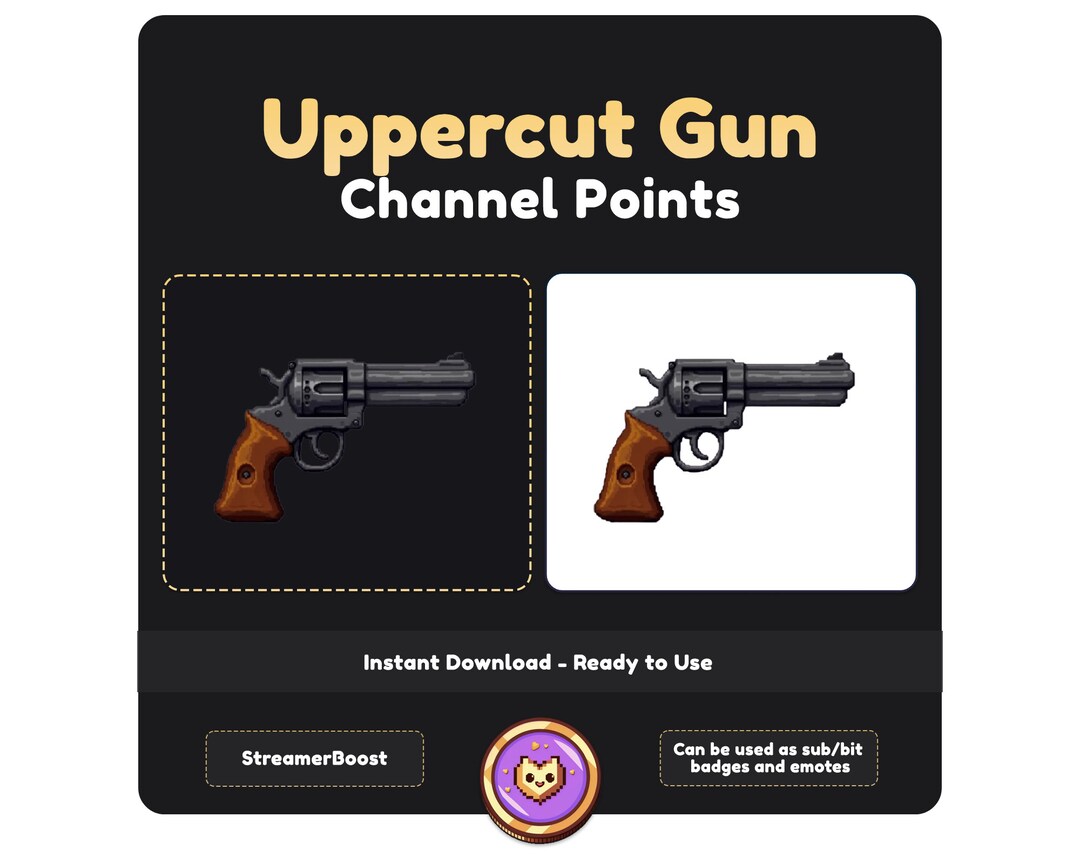 Uppercut Gun Pixel Art Twitch Emote Channel Points Reward Digital ...