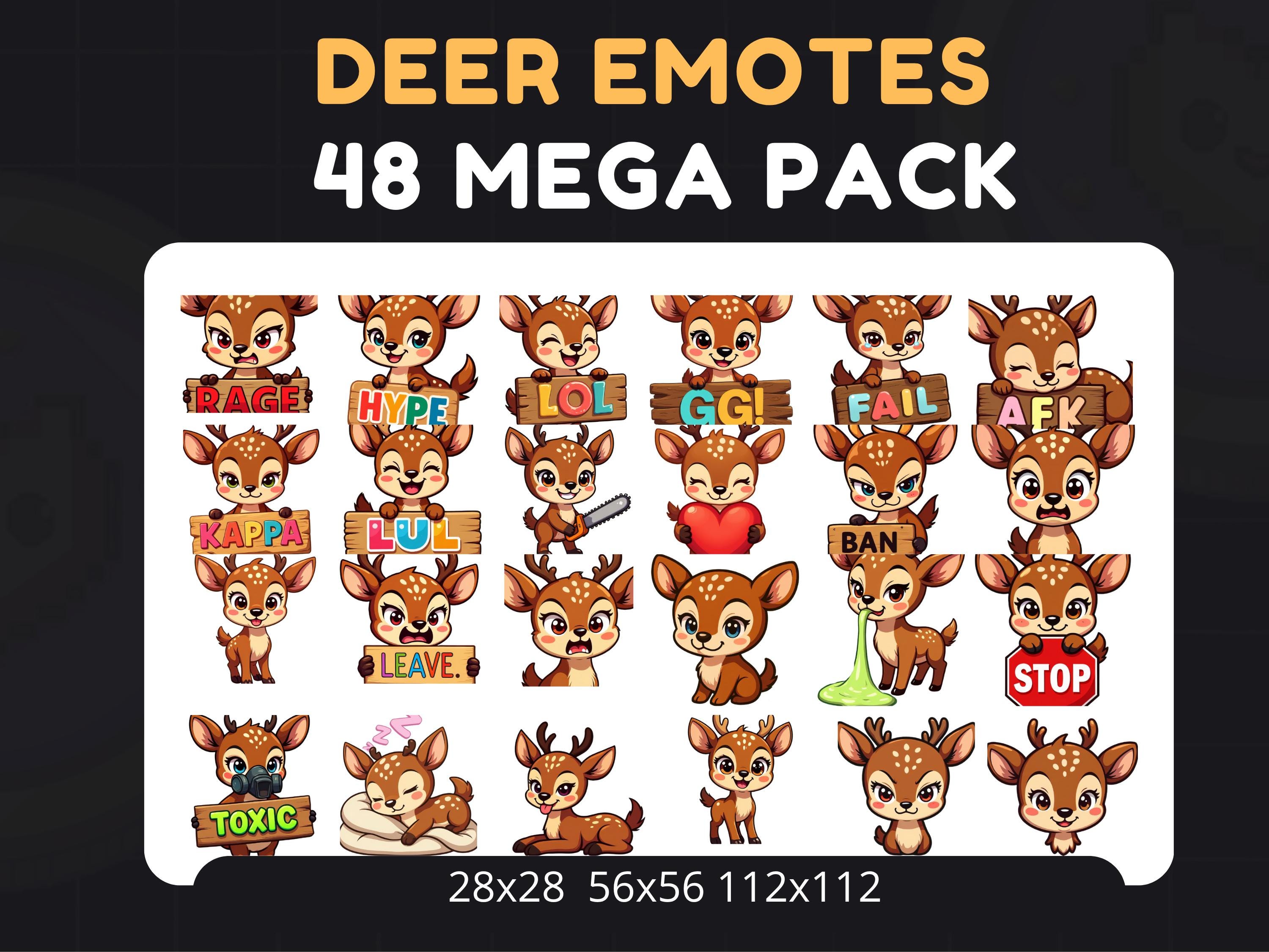 48 Cute Deer Emotes Pack for Twitch & Discord, Fawn Emotes, Twitch ...