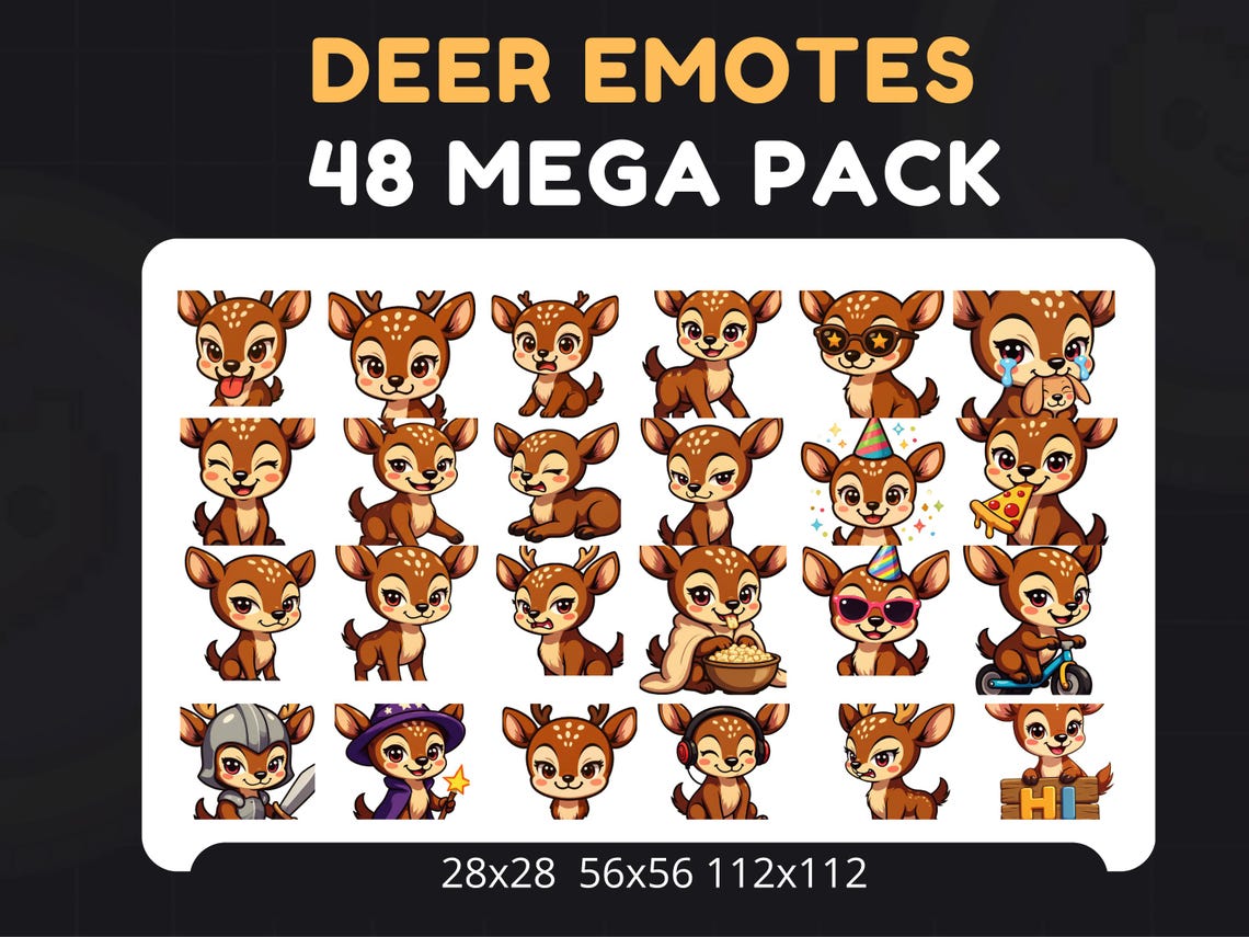 48 Cute Deer Emotes Pack for Twitch & Discord, Fawn Emotes, Twitch ...