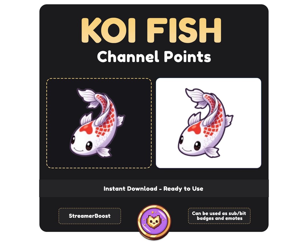 Koi Fish Twitch Channel Points Icon: Stream Emotes (digital Download ...