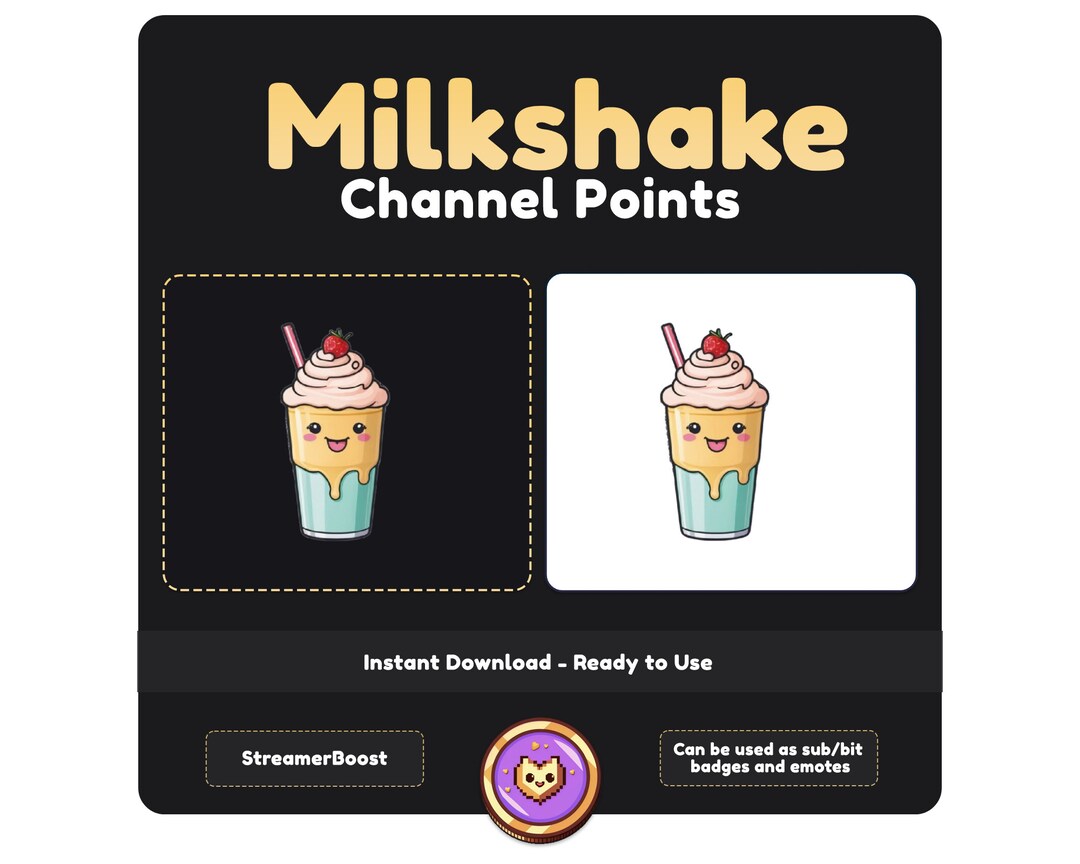 Milkshake Twitch Channel Point | Kawaii Emote | Cute Emote | Delicious ...