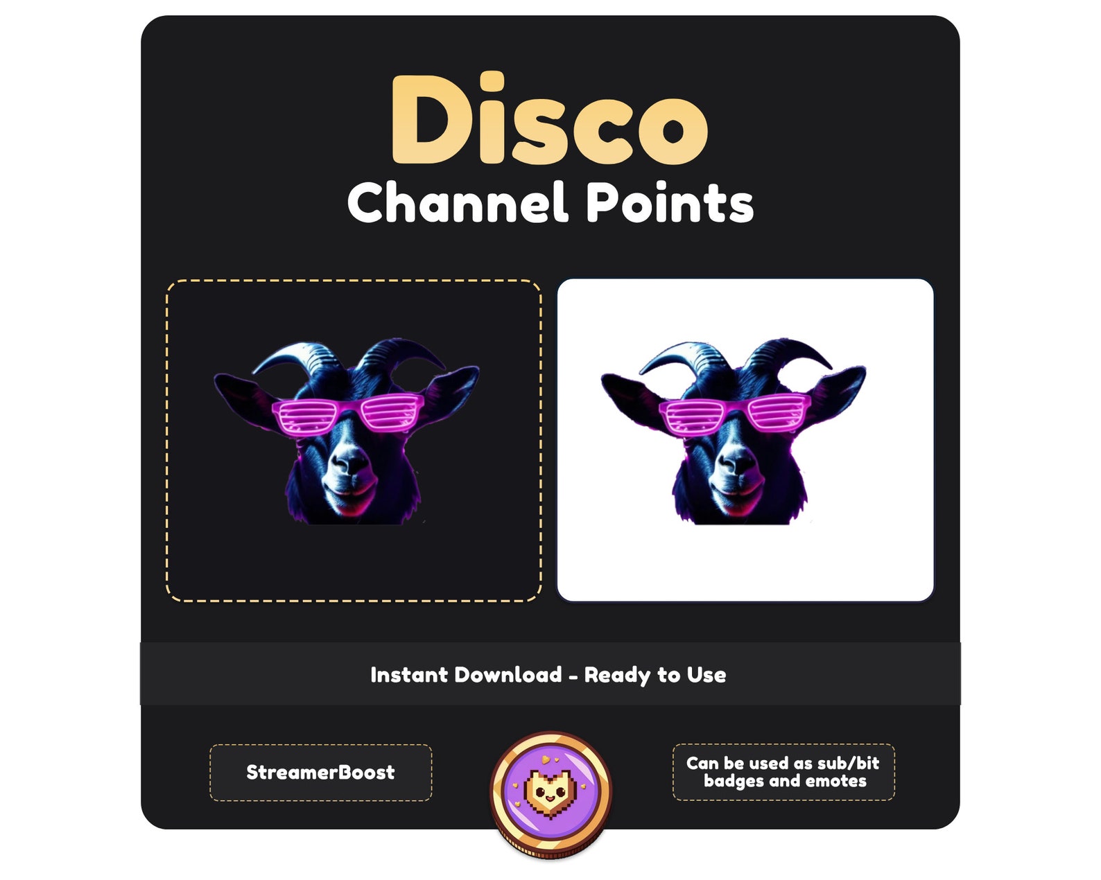DISCO GOAT Emote for Twitch, Streamer, Gaming, Streaming, Stream Emotes ...
