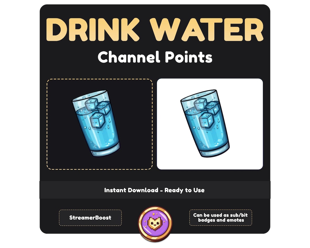 HYDRATE DRINK WATER Channel Points Emote for Twitch / Discord / Stream ...