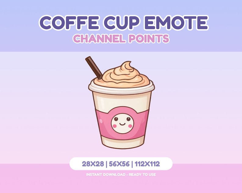 Coffee Cup Twitch Discord Emote for Streamers Cute Emoji for Channel ...